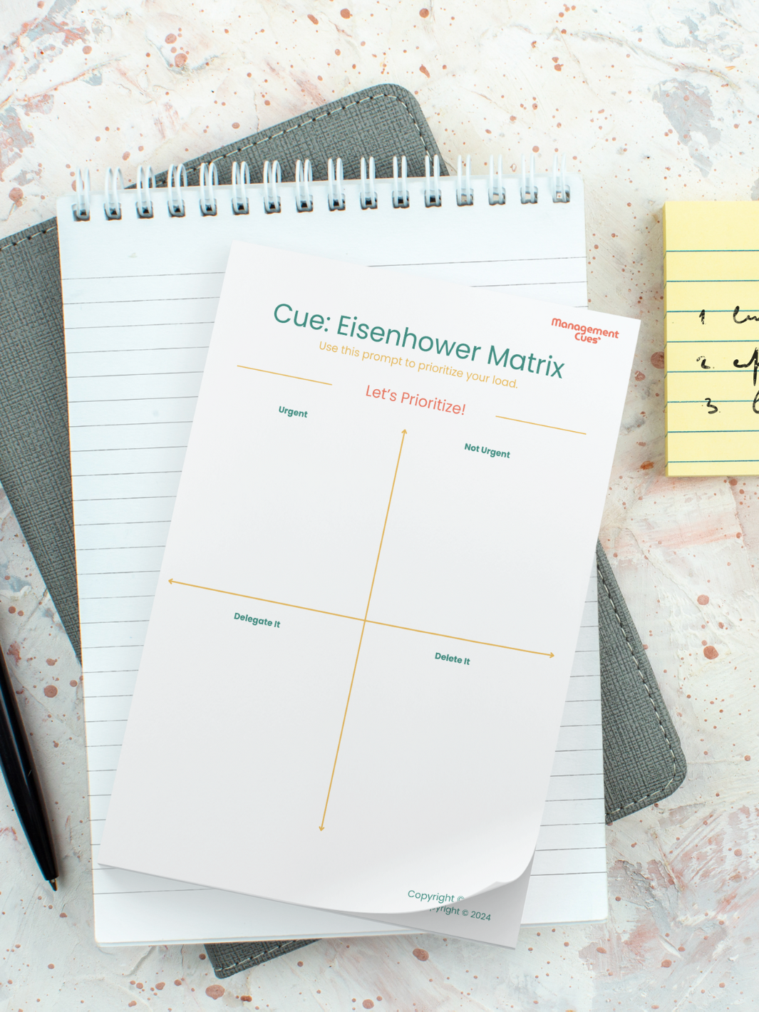 Eisenhower Matrix Post-It Pad – Management Cues