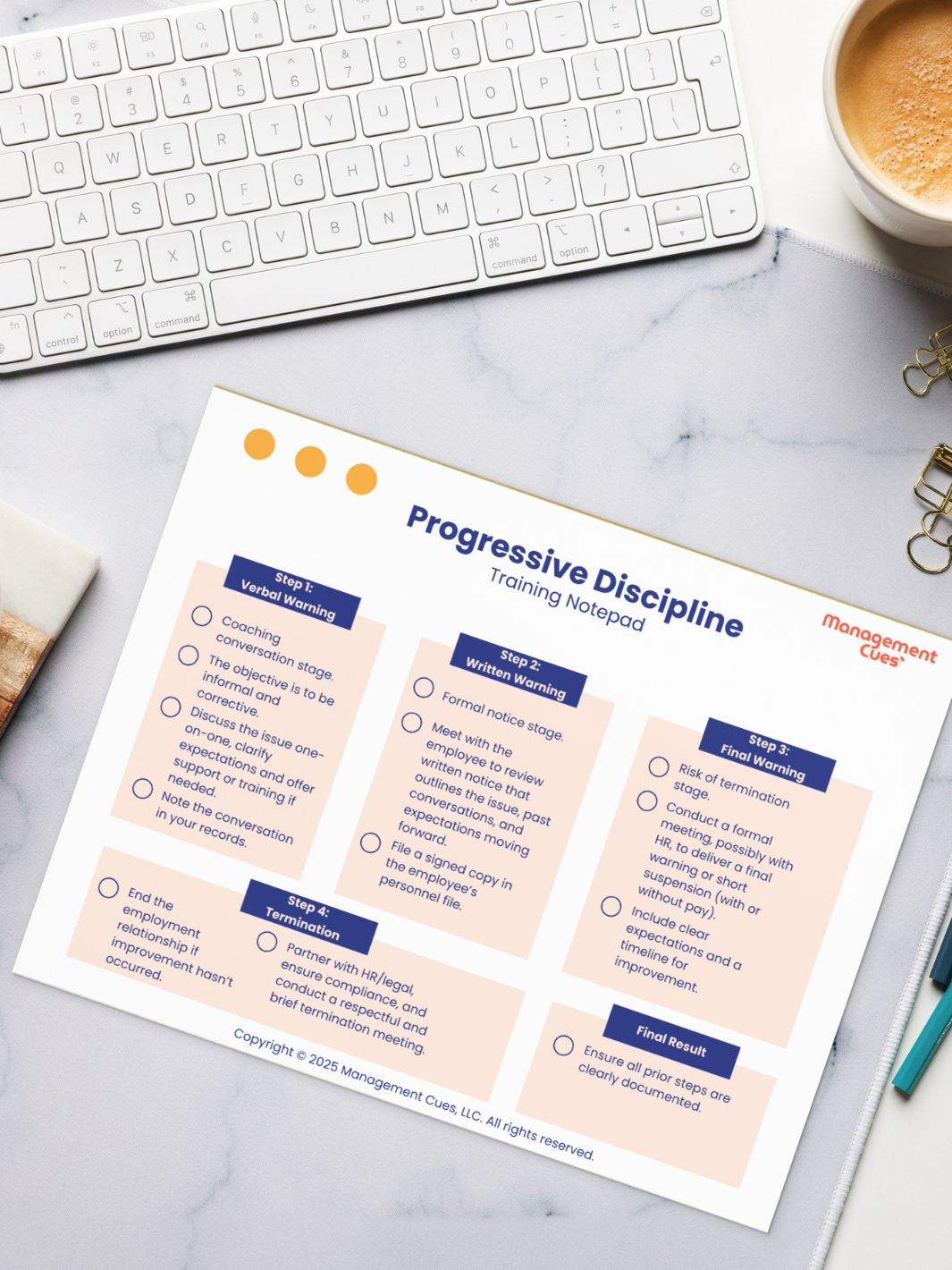 Progressive Discipline Training Notepad – Management Cues